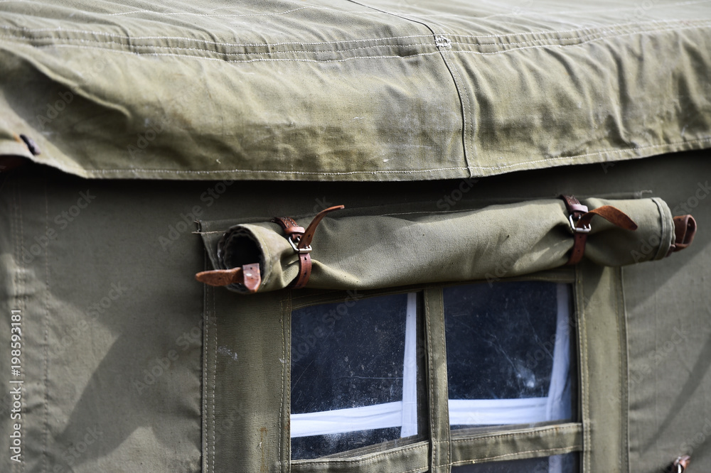 Green military tent detail shot Stock Photo | Adobe Stock