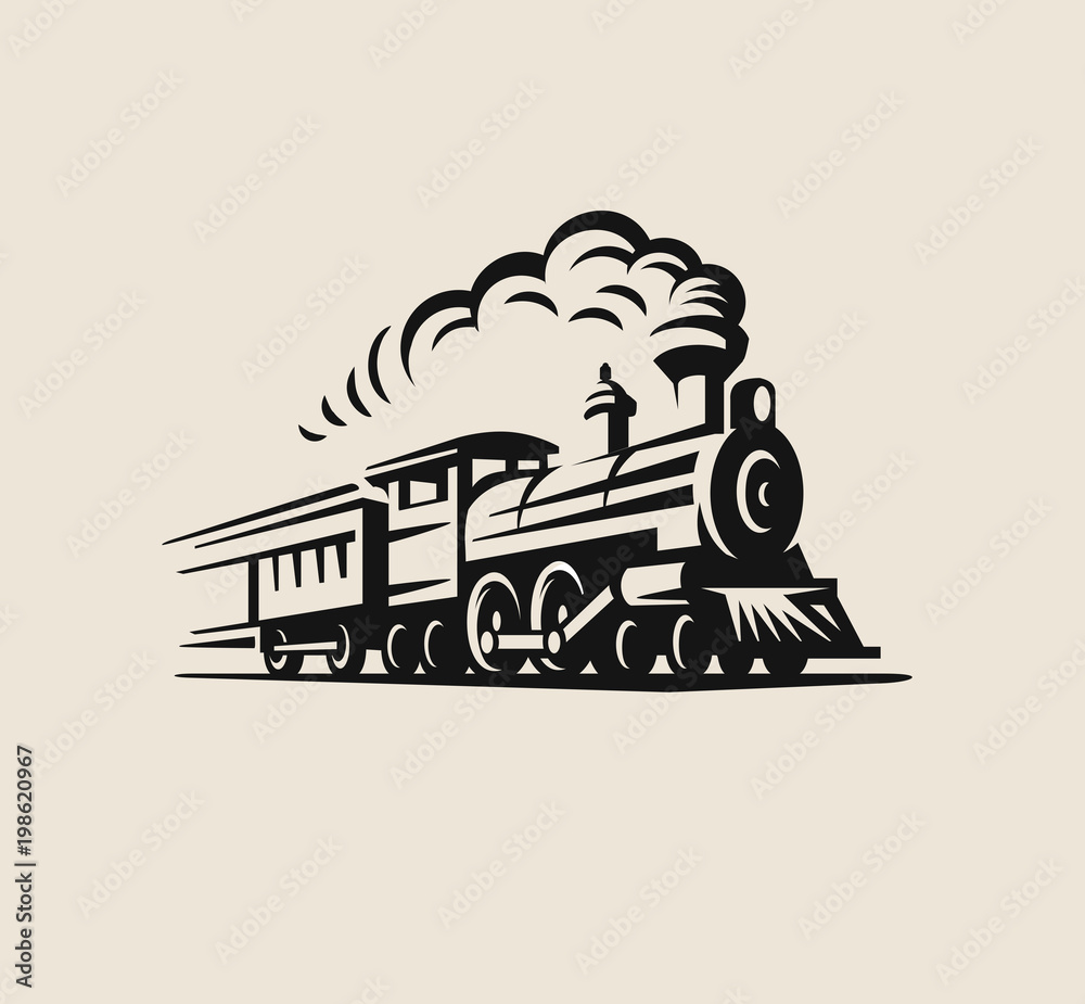 Retro train, vintage emblem Stock Vector | Adobe Stock