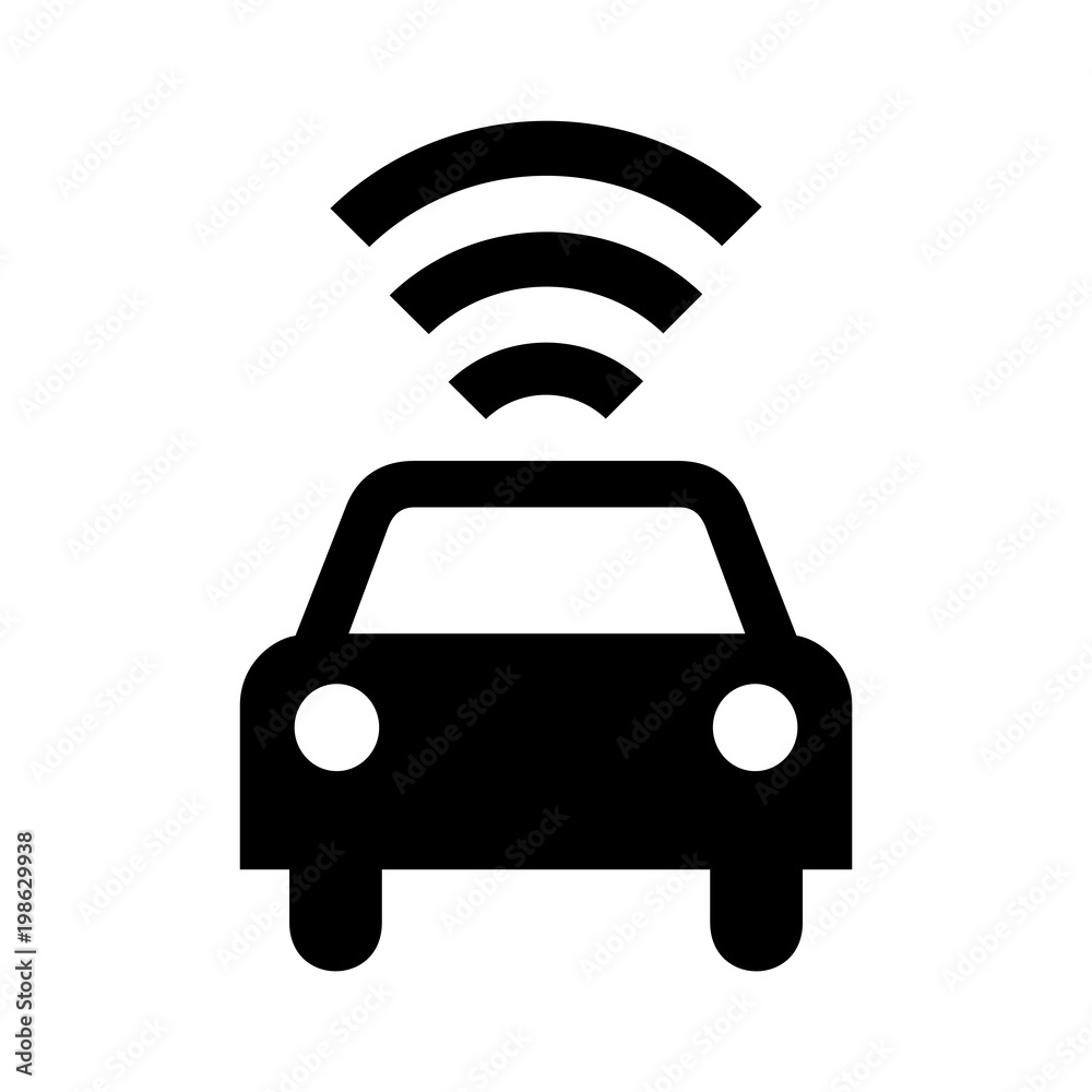 Simple, self-driving car icon (black silhouette). Isolated on white ...