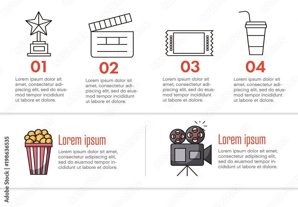 Movie-Themed Infographic with Illustrations Stock Template | Adobe Stock