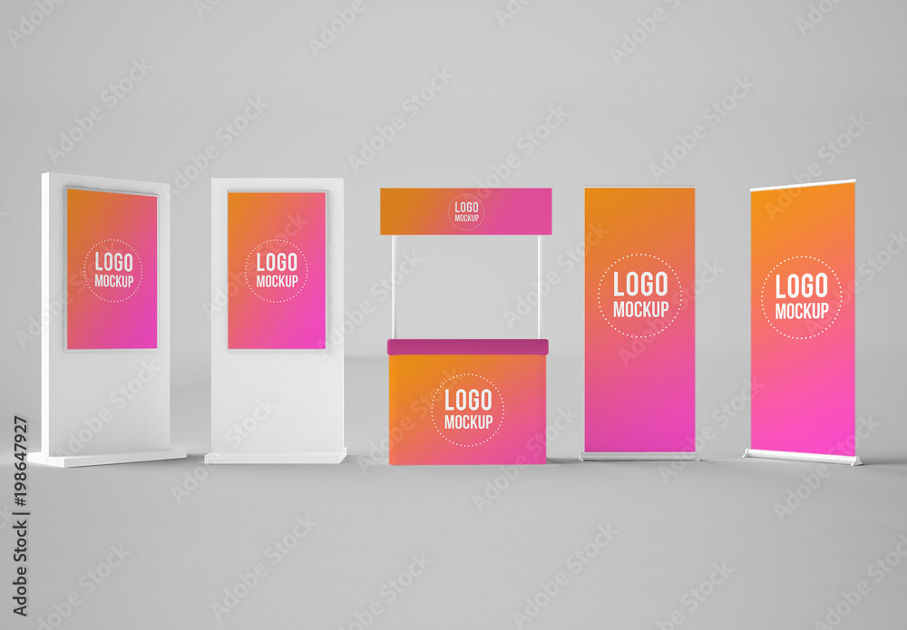 Banners and Kiosks Mockup Stock Template | Adobe Stock