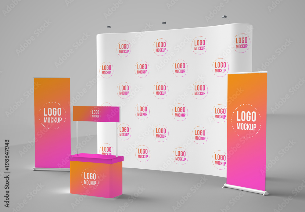 Banners, Backdrop, and Kiosk Mockup Stock テンプレート | Adobe Stock