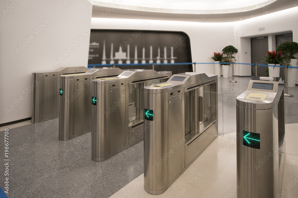 Entrance and exit gate of commercial building office Stock Photo ...