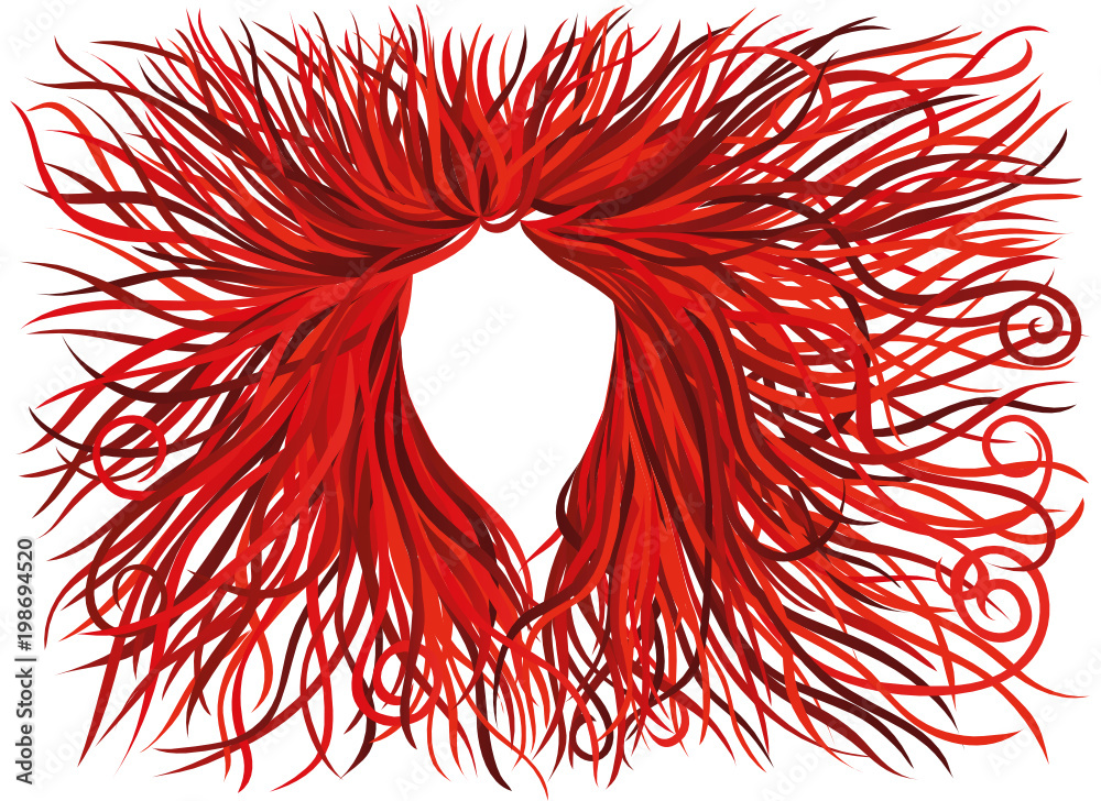 Beautiful waving long hair. Without face. Graphic style. Beauty salon ...