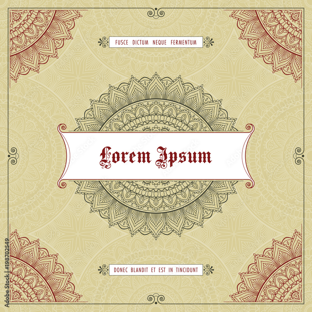 Vintage frame with hand drawn corner patterns. Greeting card ...