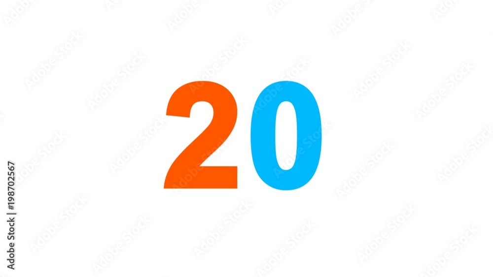 number twenty 20 from letters of different colors appears behind small ...
