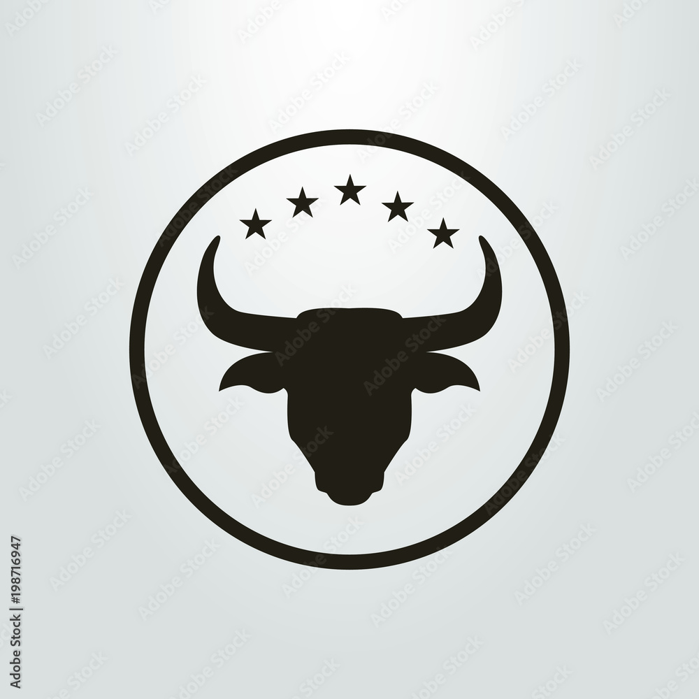 black and white bull icon in a circular frame Stock Vector | Adobe Stock