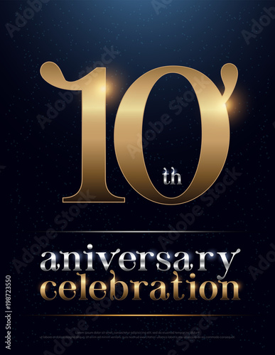 10th Anniversary Celebration Colored Metal Chrome alphabet. Elegant ...