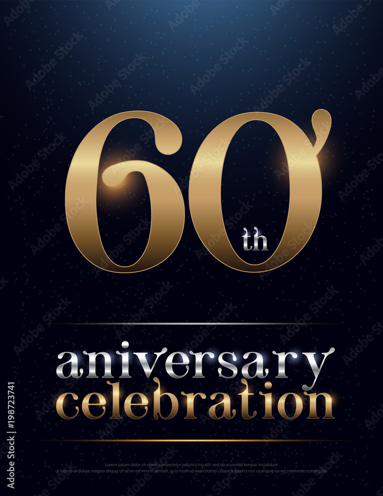 60th Anniversary Celebration Colored Metal Chrome alphabet. Elegant ...