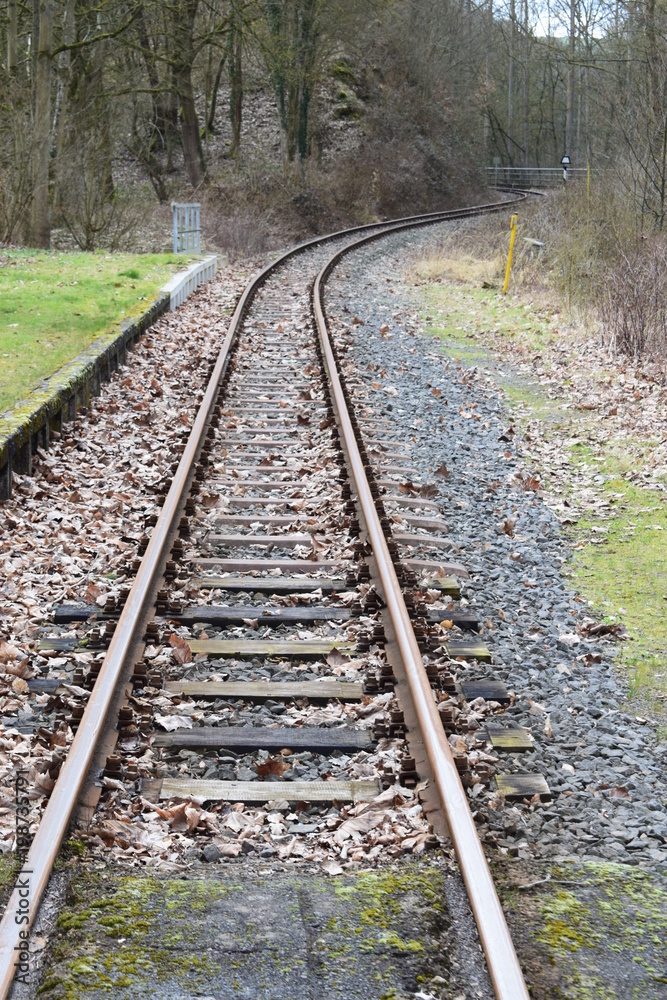 alter Schienenstrang mit Bahnsteig Stock-Foto | Adobe Stock