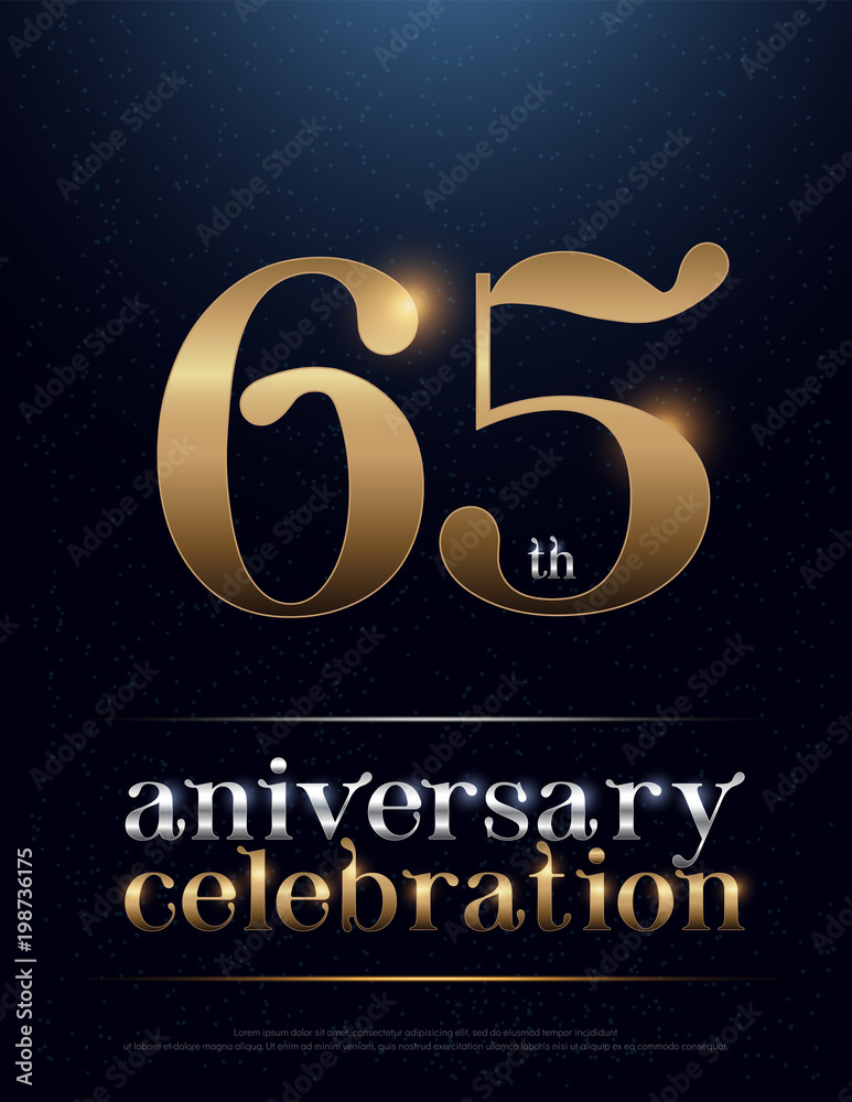 65th Anniversary Celebration Colored Metal Chrome alphabet. Elegant ...