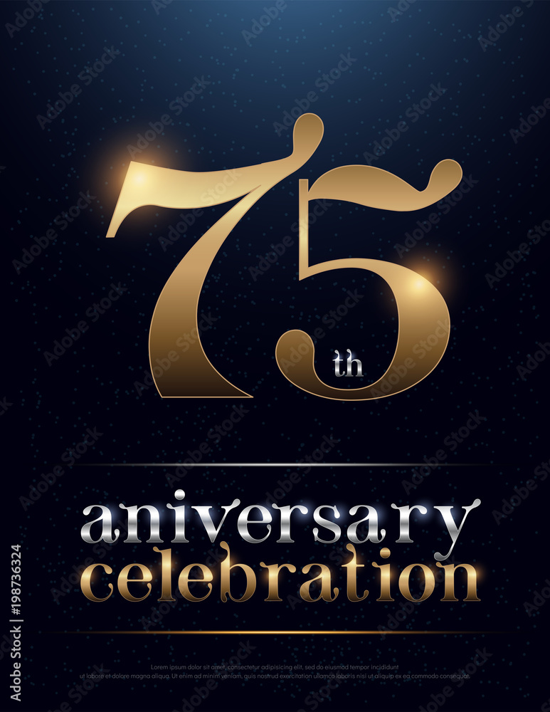 75th Anniversary Celebration Colored Metal Chrome alphabet. Elegant ...
