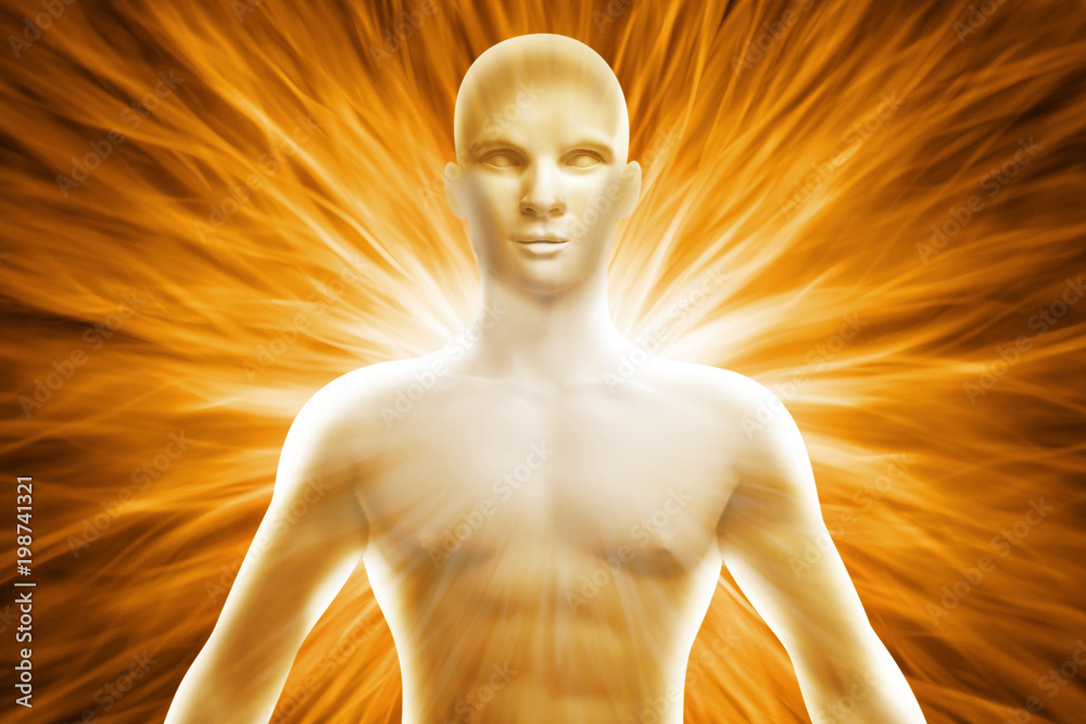 Human figure with energy rays Stock Illustration | Adobe Stock