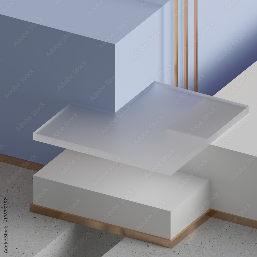 3d rendering, modern mock up, abstract geometric background, blank ...