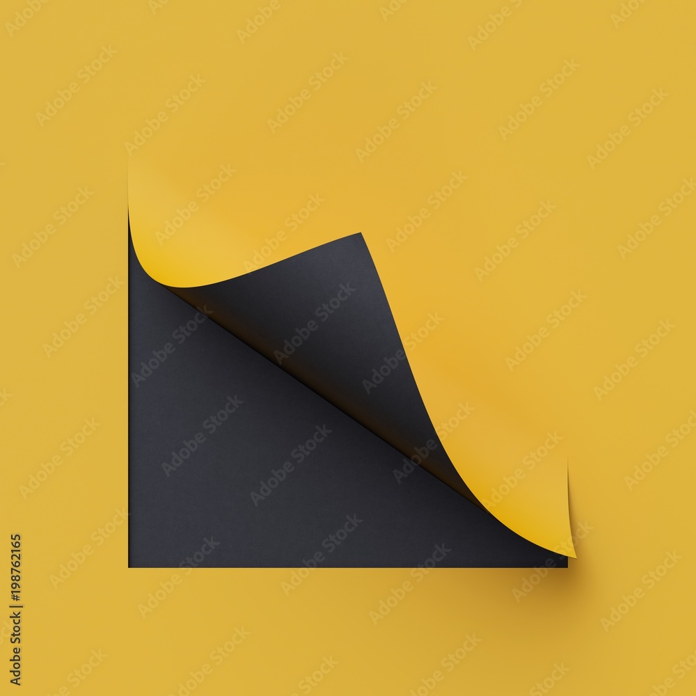 3d render curled corners of note paper. Sheet of paper with page curl ...