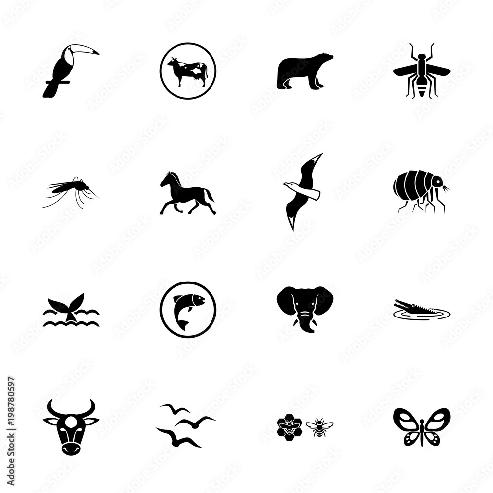 Animals and insects icon set. Can be used for topics like bird, fauna ...
