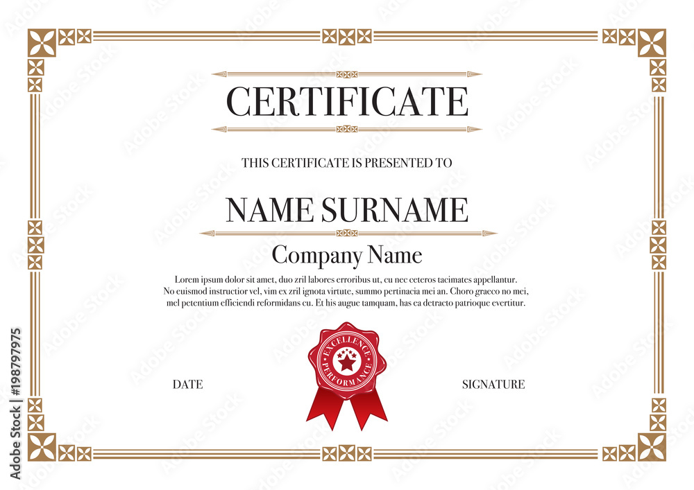 Gold Square shape with 3 stripes element Certificate border for ...