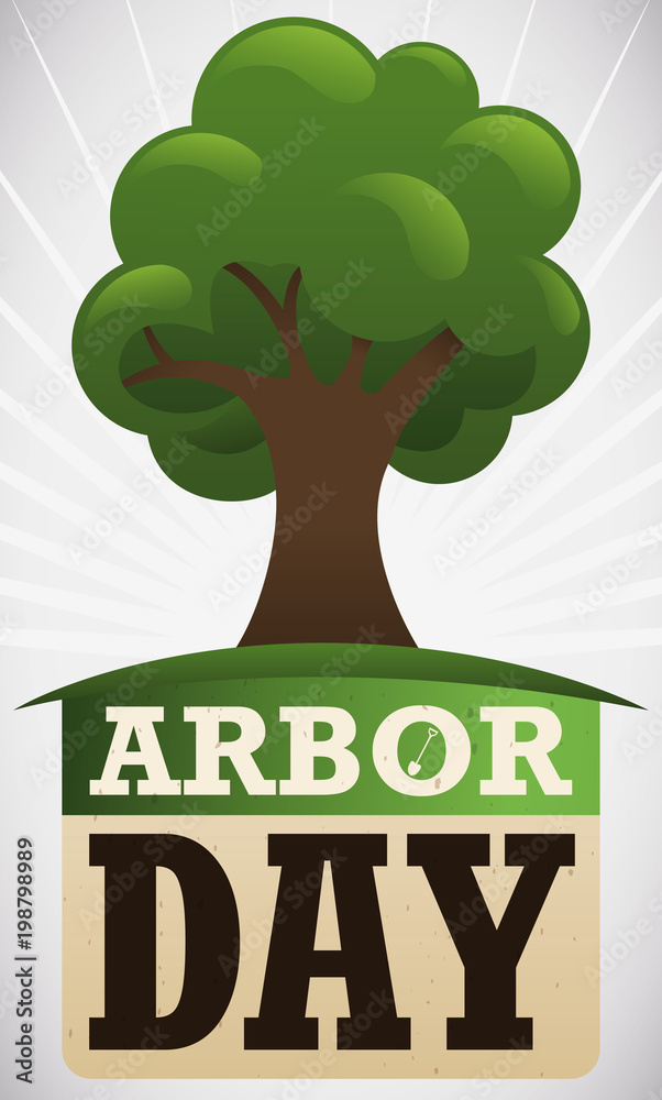 Tree over Calendar Paper to Commemorate Arbor Day Event, Vector ...