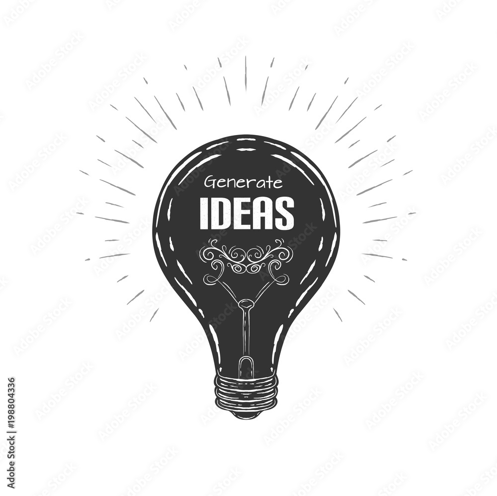 Lightbulb - creative sketch draw vector illustration. Electric lamp ...