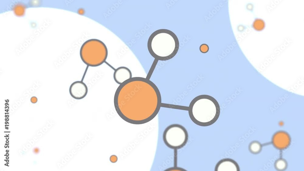 Orange and white cartoon molecule models. Loopable animation Stock ...
