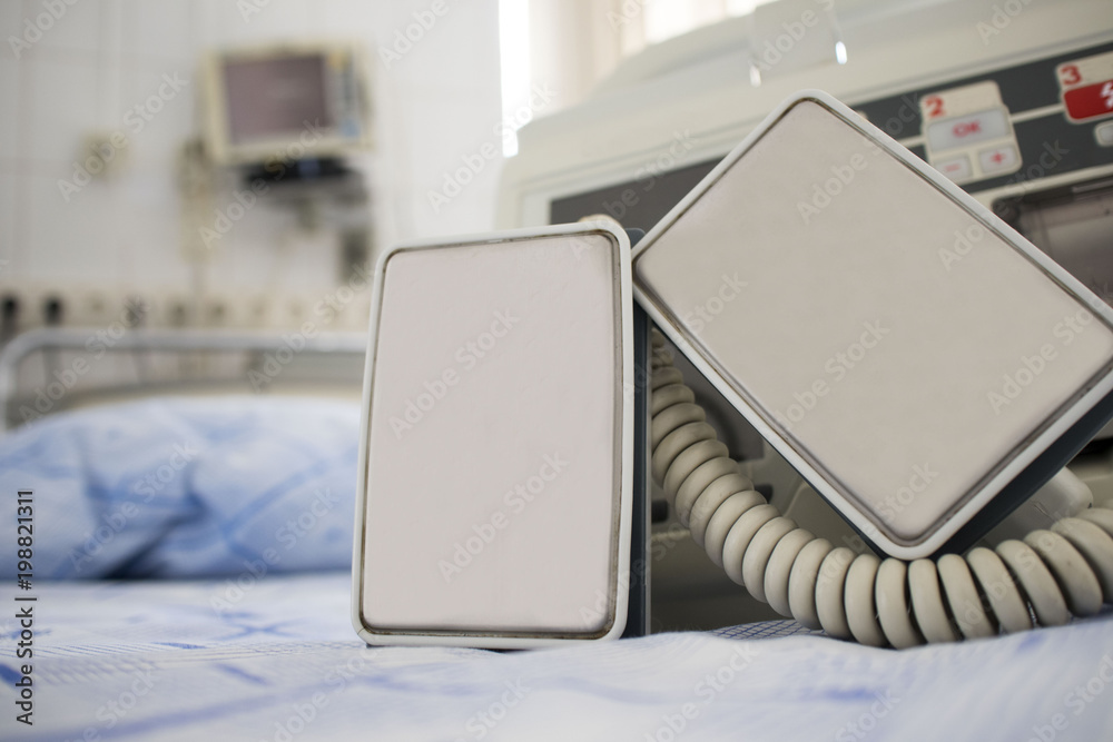 defibrillator on the hospital bed in the ward Stock Photo | Adobe Stock