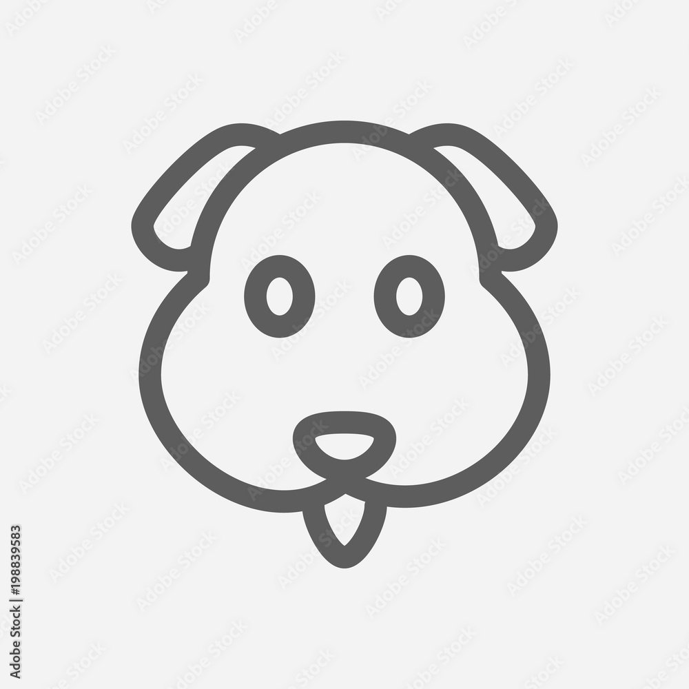 Dog emoji icon line symbol. Isolated vector illustration of dachshund ...