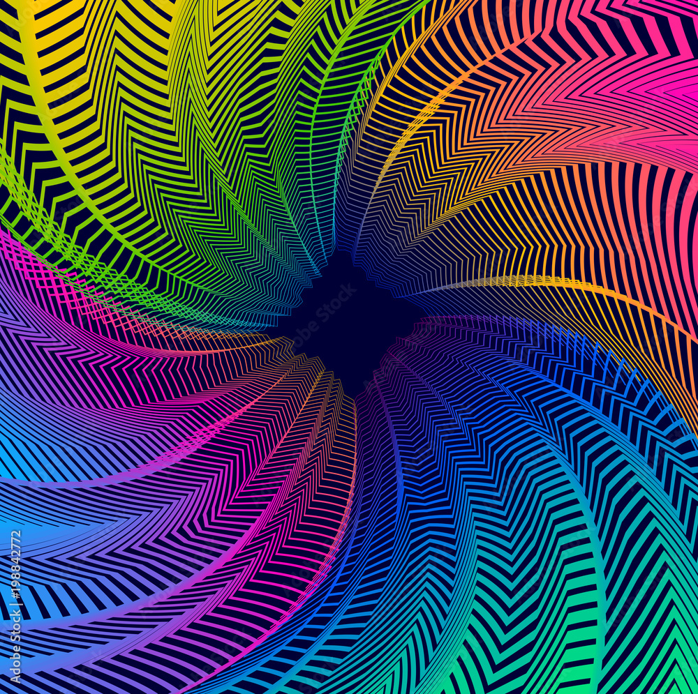 Vector surreal illusion art for design, line art 3d dimensional ...