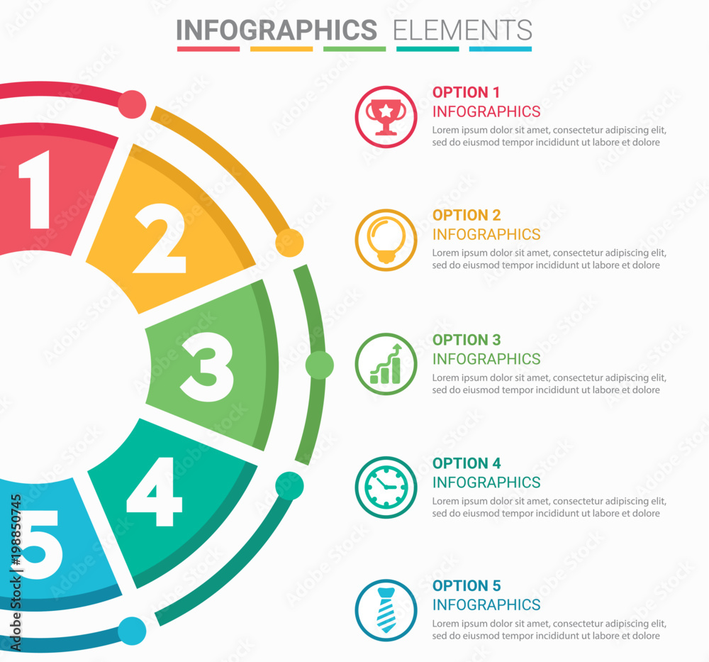 INFOGRAPHICS element abstract modern design the numbers top five ...