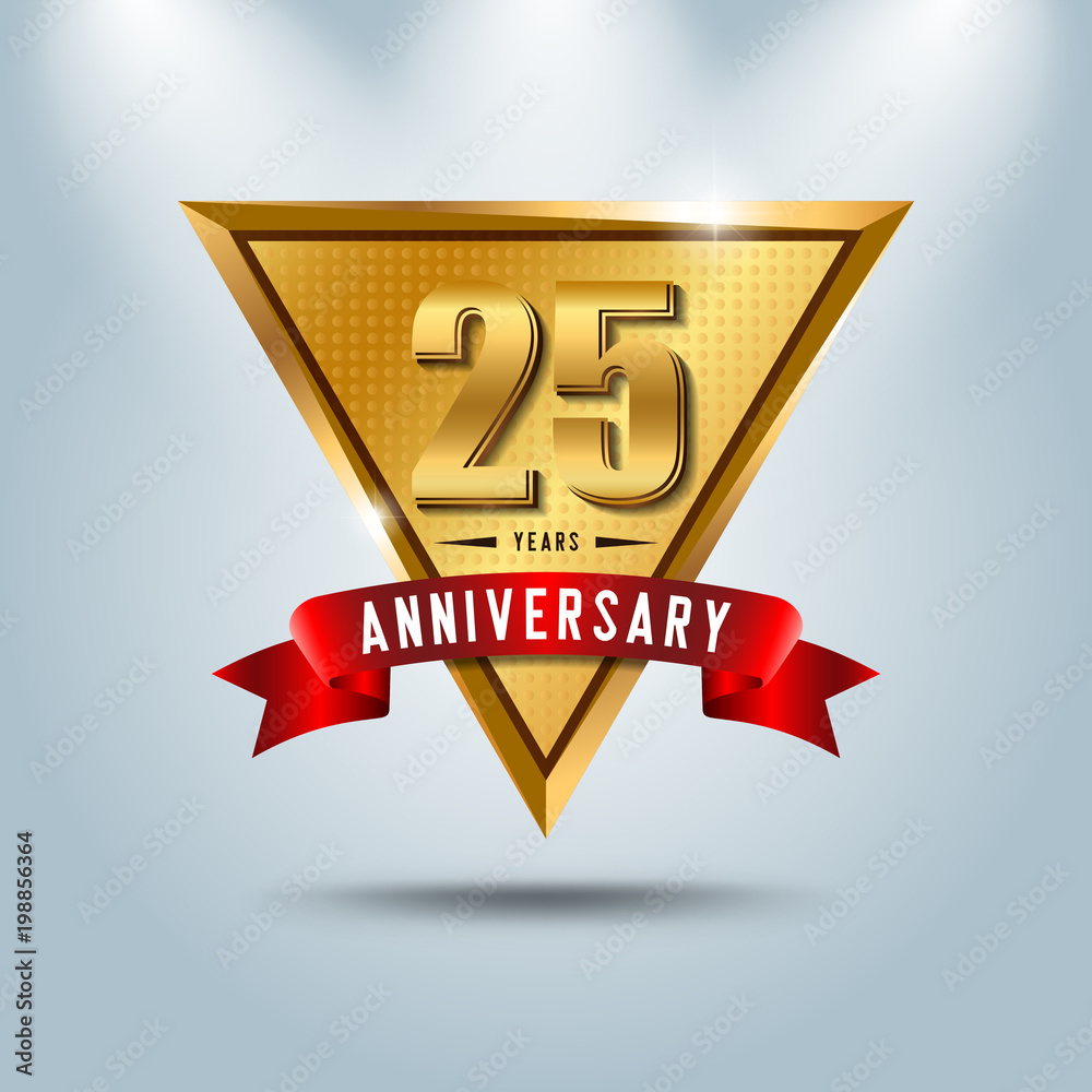 25 years anniversary celebration logotype. Golden anniversary emblem ...