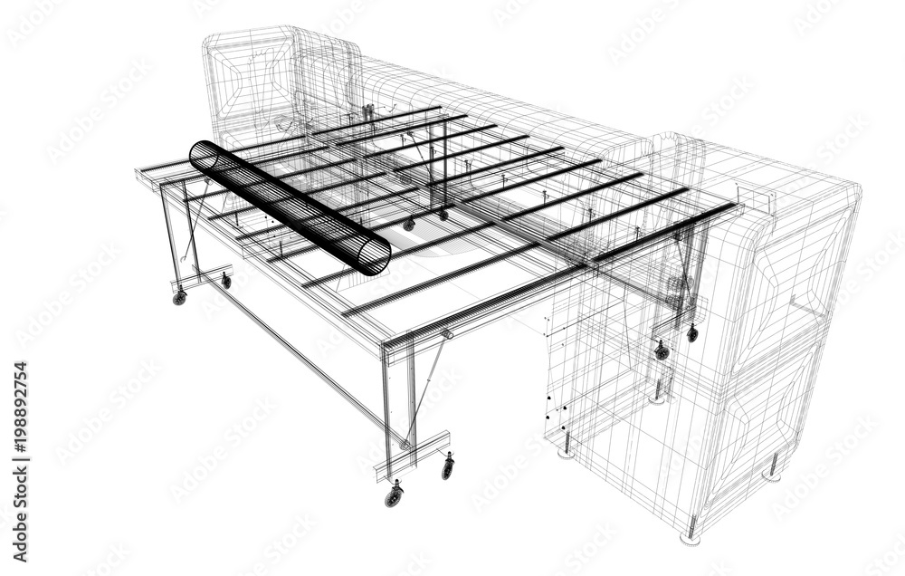 Plotter, disegno tecnico, cad, illustrazione 3d Stock Illustration ...