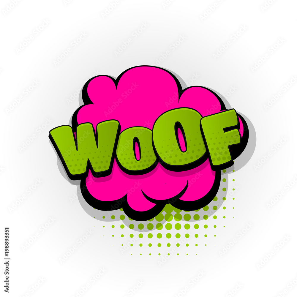 woof dog puppy hand drawn pictures effects. Template comics speech ...