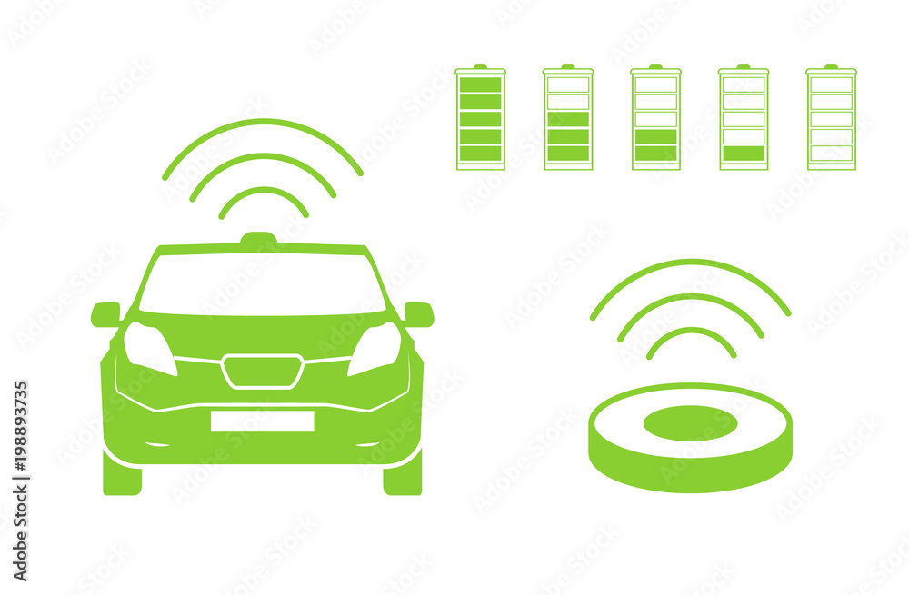 Wireless car charging station symbol. Electric car charging icon ...
