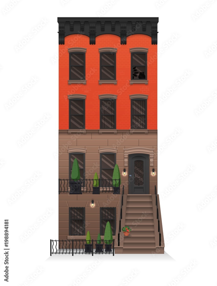 Illustration of a townhouse. Flat art style. Housing, real estate ...