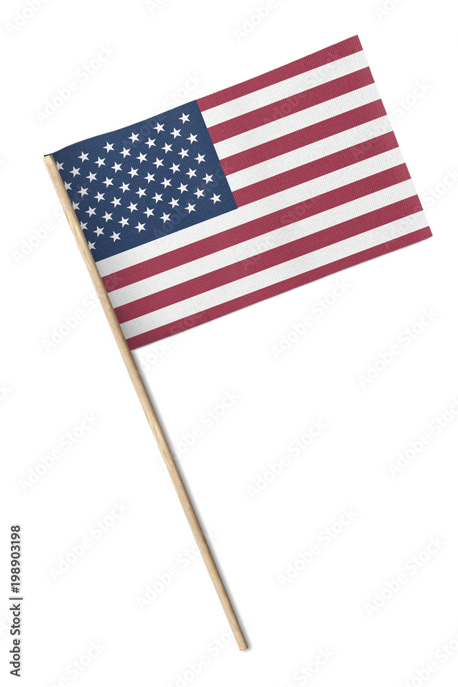 Mini American Flag isolated on white Stock Photo | Adobe Stock