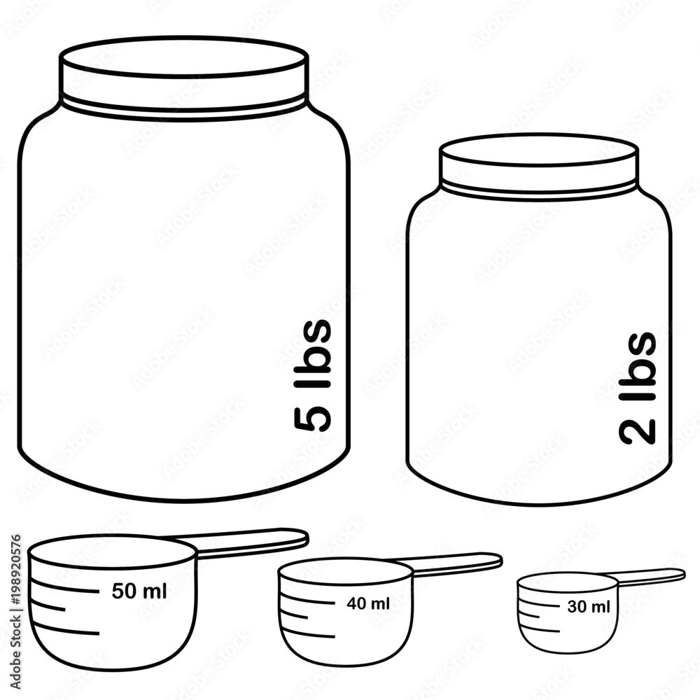Protein container illustration. Vector set Stock Vector | Adobe Stock