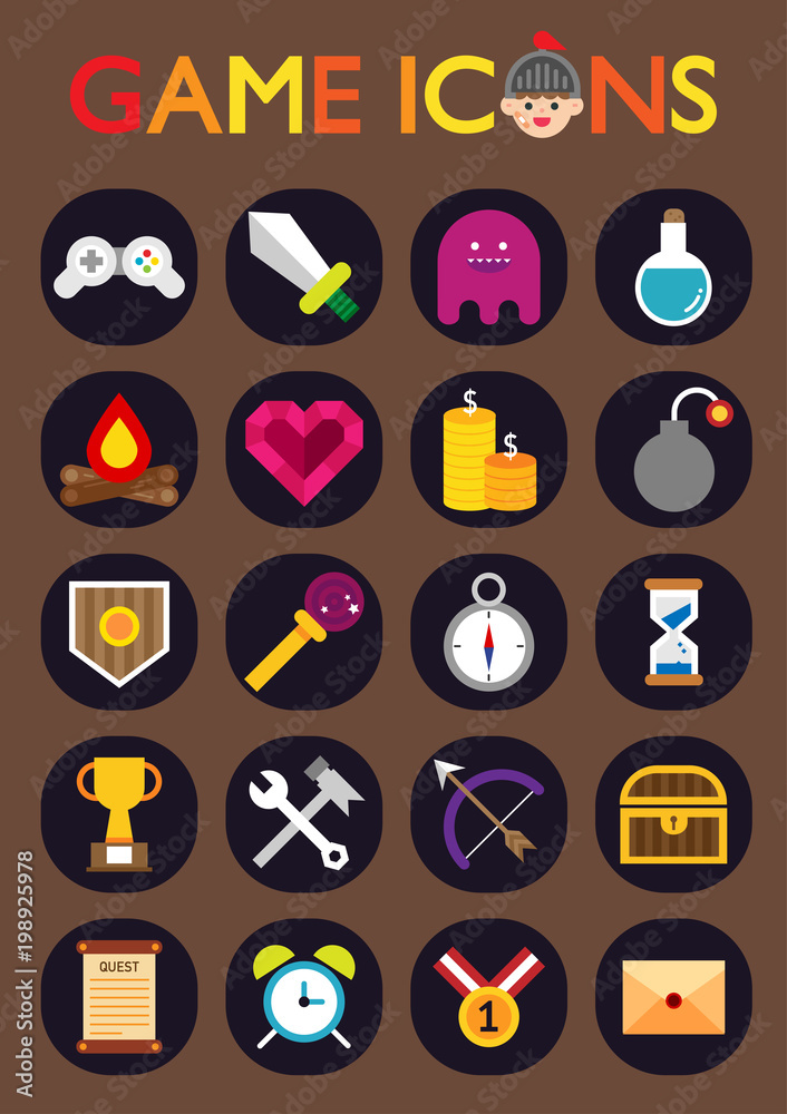 Game Item Icons. vector flat design illustration set Stock Vector ...