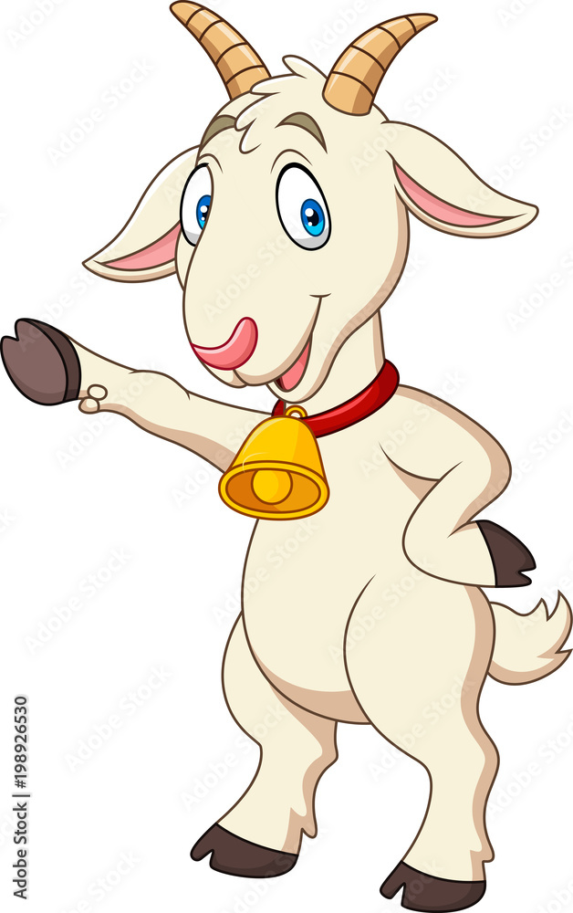 Cartoon funny goat presenting Stock Vector | Adobe Stock
