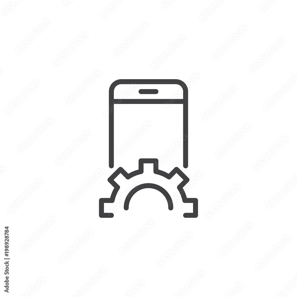 Mobile Setup outline icon. linear style sign for mobile concept and web ...