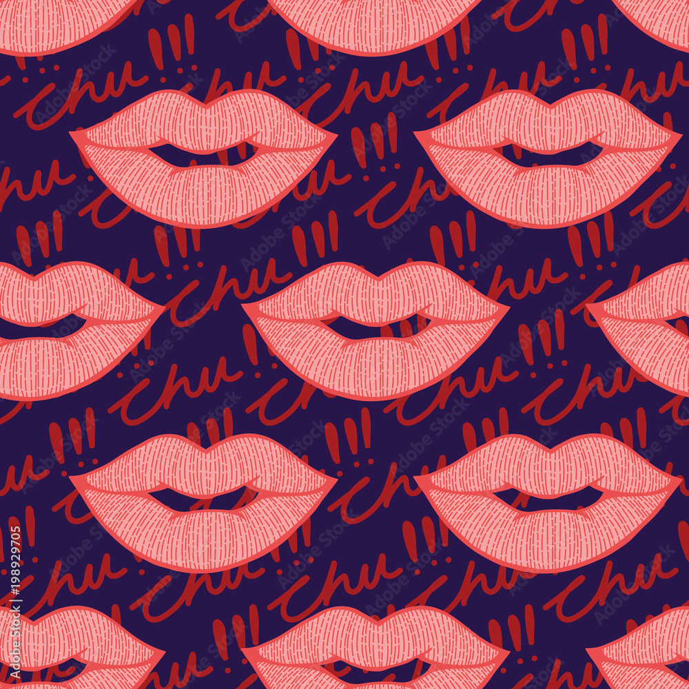 Lips Seamless Pattern Stock Illustration | Adobe Stock