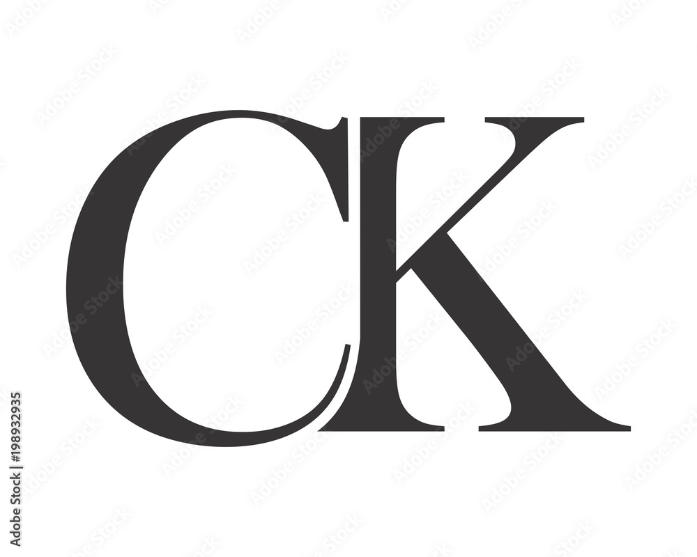 CK black initial letter alphabet typography font uppercase image vector ...