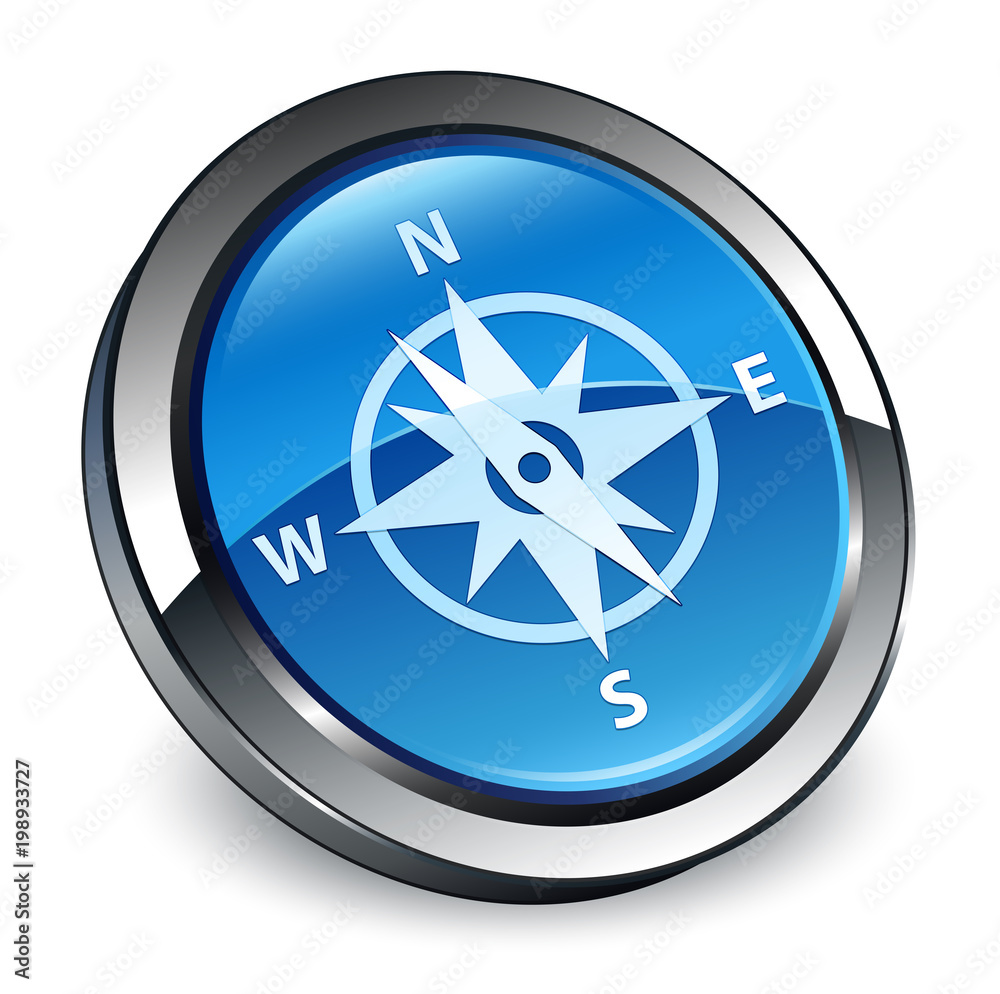 Compass icon 3d blue round button Stock Illustration | Adobe Stock