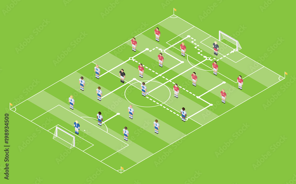 Isometric Style Football / Soccer Tactic Table. Field With Game Scheme ...