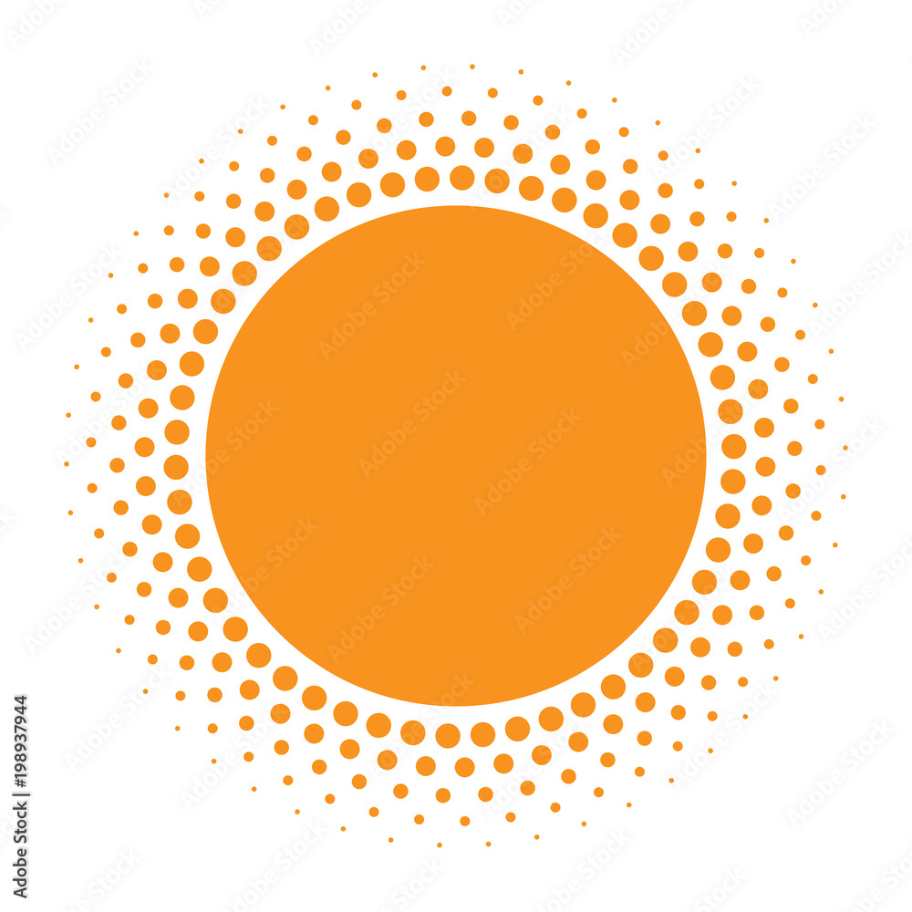 Sun icon. Halftone orange circle with gradient texture circles logo ...