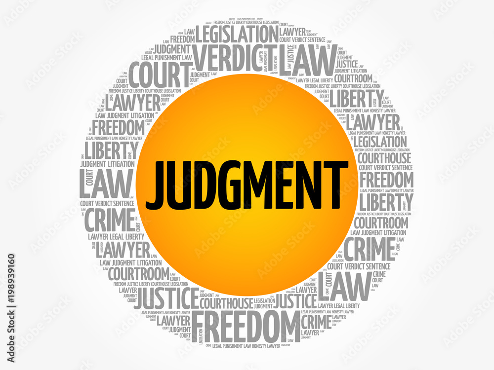 Judgement word cloud collage, law concept background Stock Vector ...