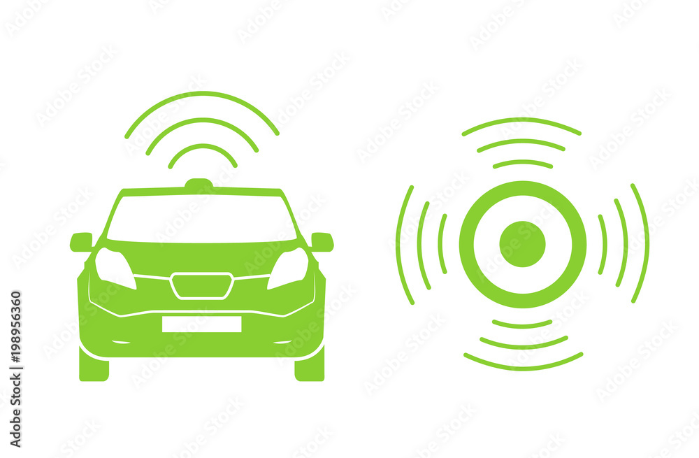 Wireless car charging station symbol. Electric car charging icon ...