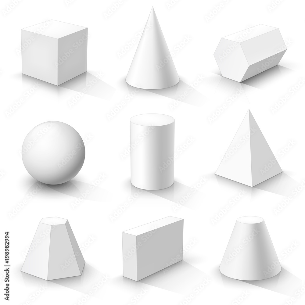Set of basic 3d shapes Stock Vector | Adobe Stock