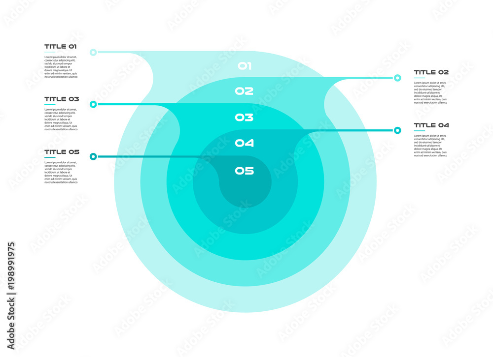 Concentric infographics step by step in a series of circle. Element of ...
