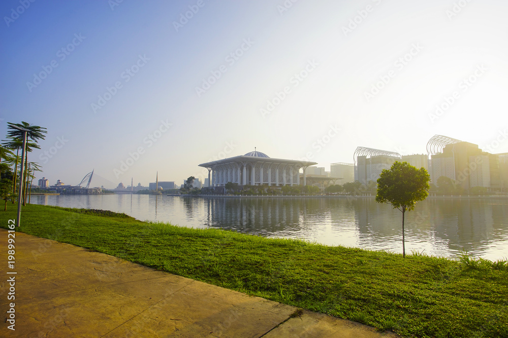 Sunset view at Masjid Besi (Iron Mosque) or Masjid Tuanku Mizan Zainal ...