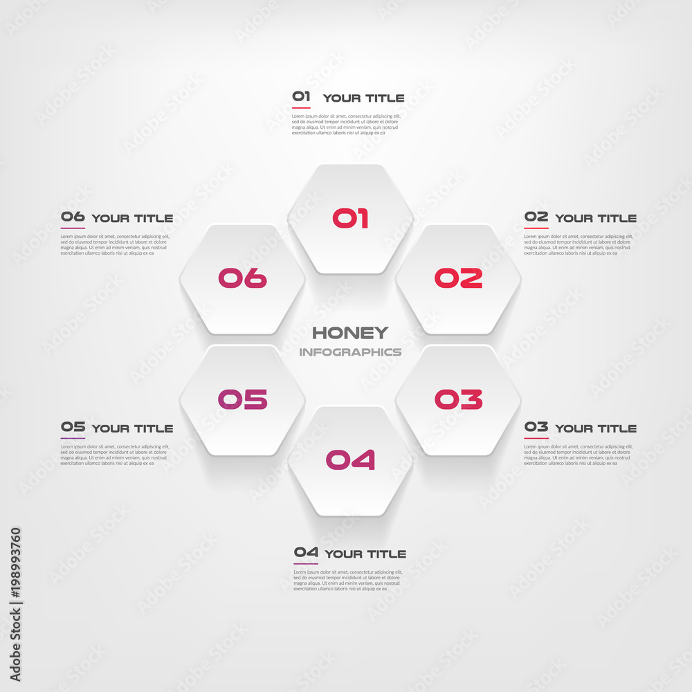 Honeycombs, gradient infographics step by step. Element of chart, graph ...