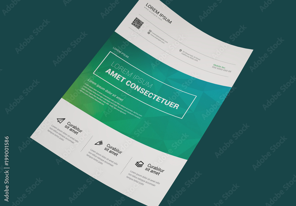 Blue-Green Gradient Poster Layout Stock Template | Adobe Stock